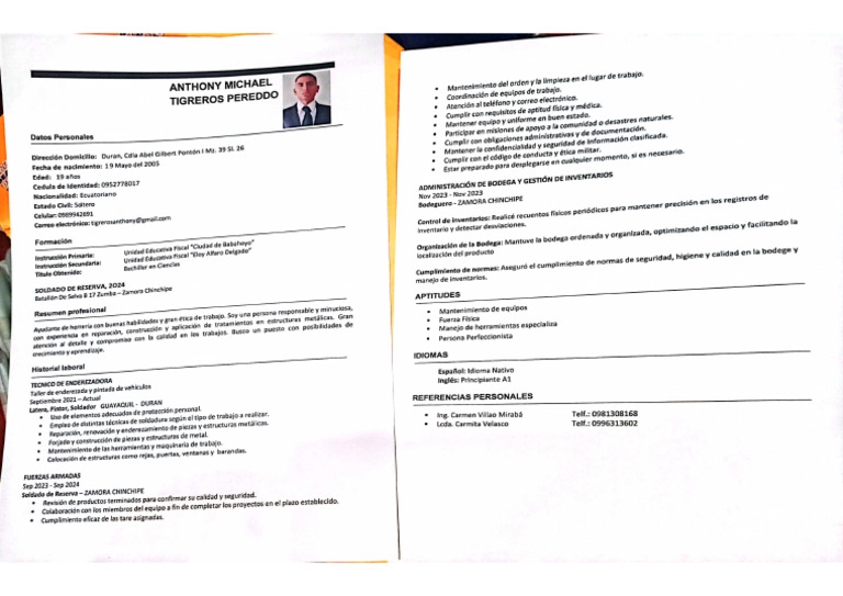 CV_Anthony Michael_Tigreros Pereddo | PDF