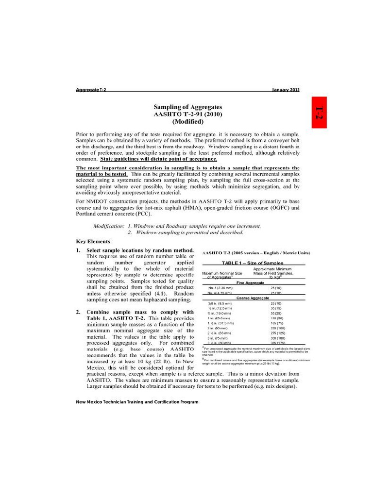 ASSHTO T 2 | PDF