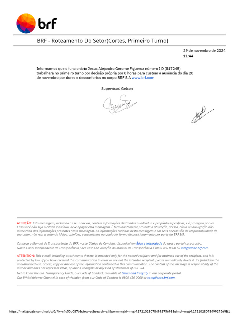 Gmail - Admisión BRF - Status Del Proceso de Ingreso PDF | PDF