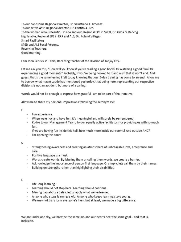 Speech Impression | PDF