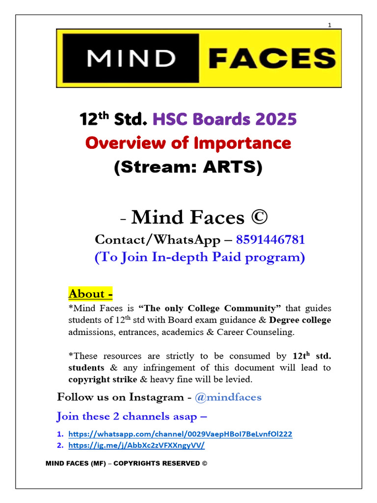 Mind Faces - HSC ARTS Overview of Imp | PDF | Demand | Monopoly