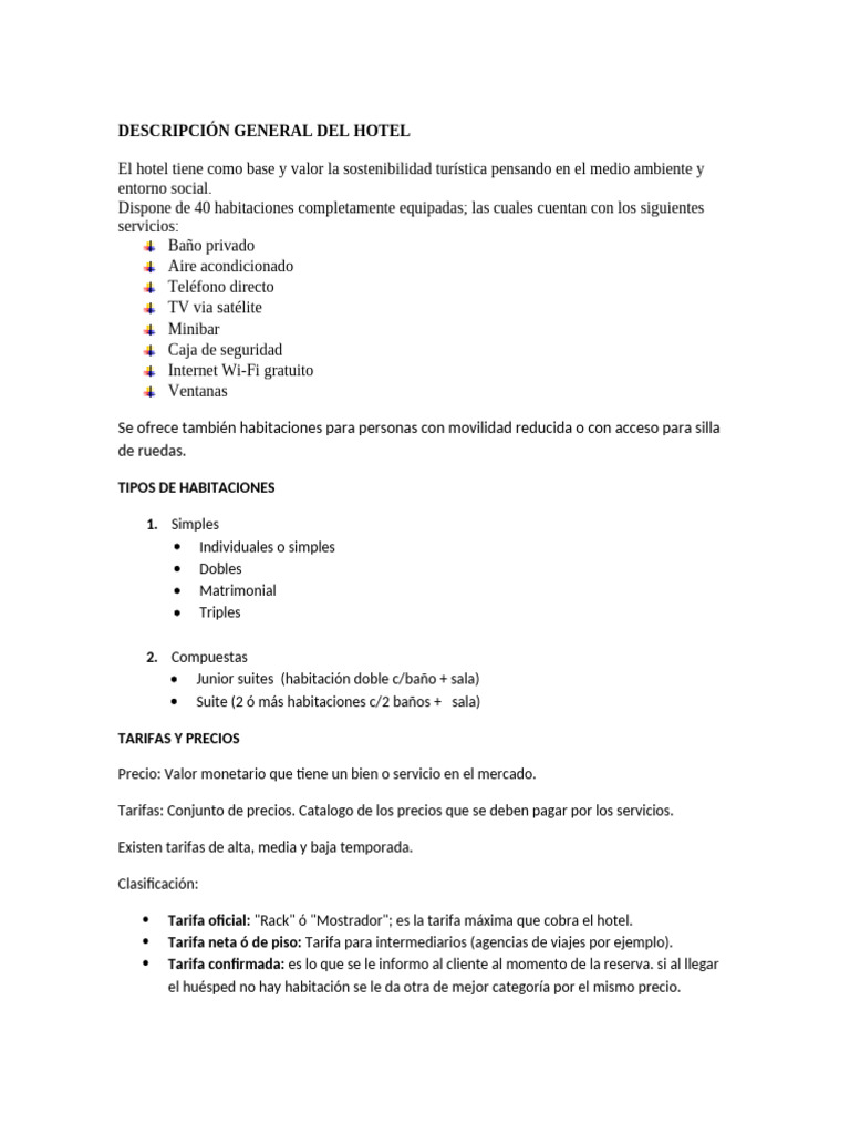 Descripción General Del Hotel | PDF | Hotel | Gestión de recursos humanos