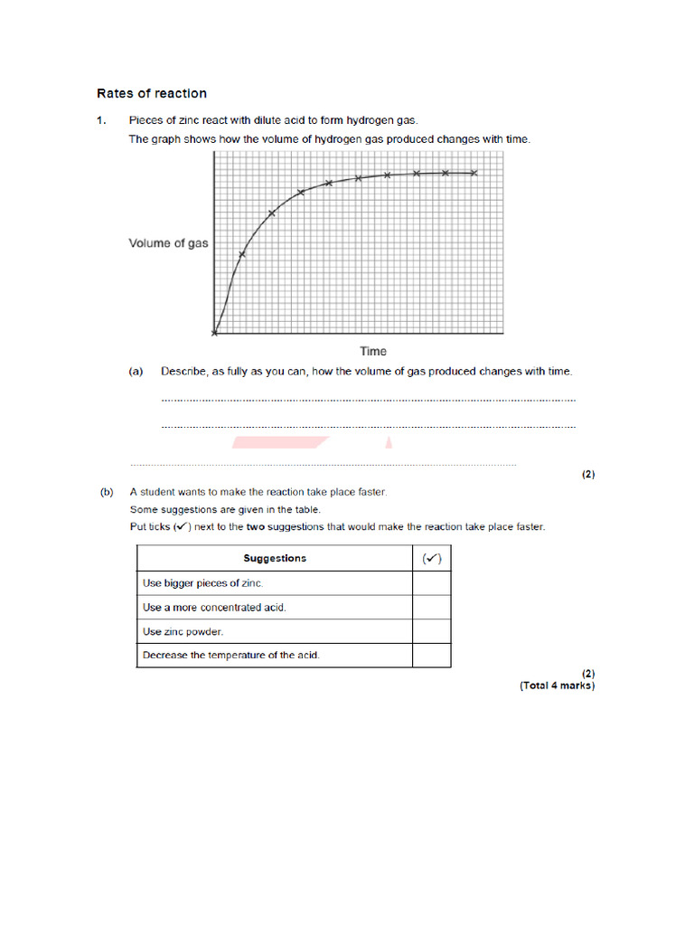 C2.4 and 2.5 Rates of Reaction Question Paper | PDF
