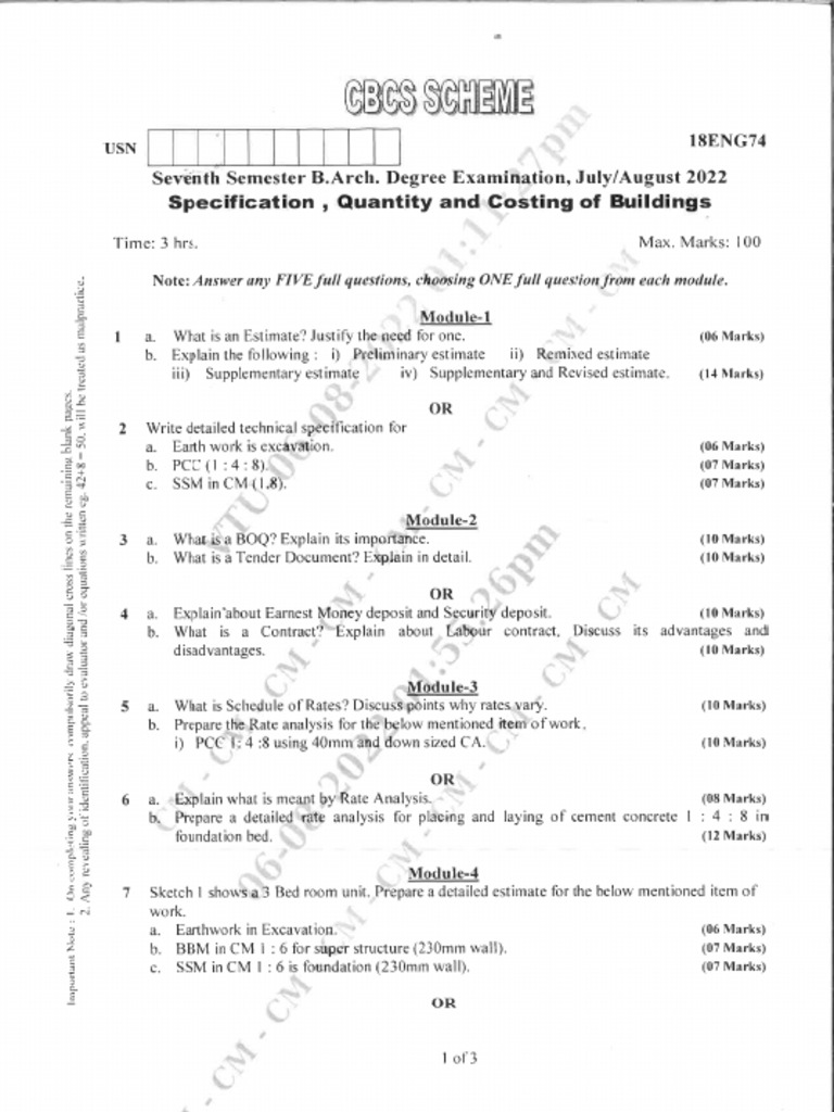 Specification 7th Sem JUL-AUG2022 | PDF