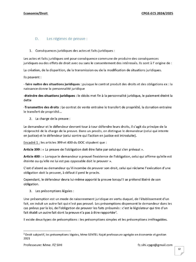 Module 1 La Régle de Droit REGIME de PREUVE | PDF