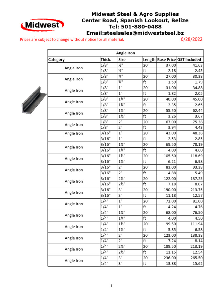 Midwest Steel Price List 2022 | PDF | Pipe (Fluid Conveyance ...