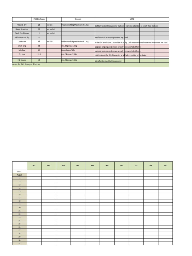 Mikael & Evan's Laundry Price List | PDF