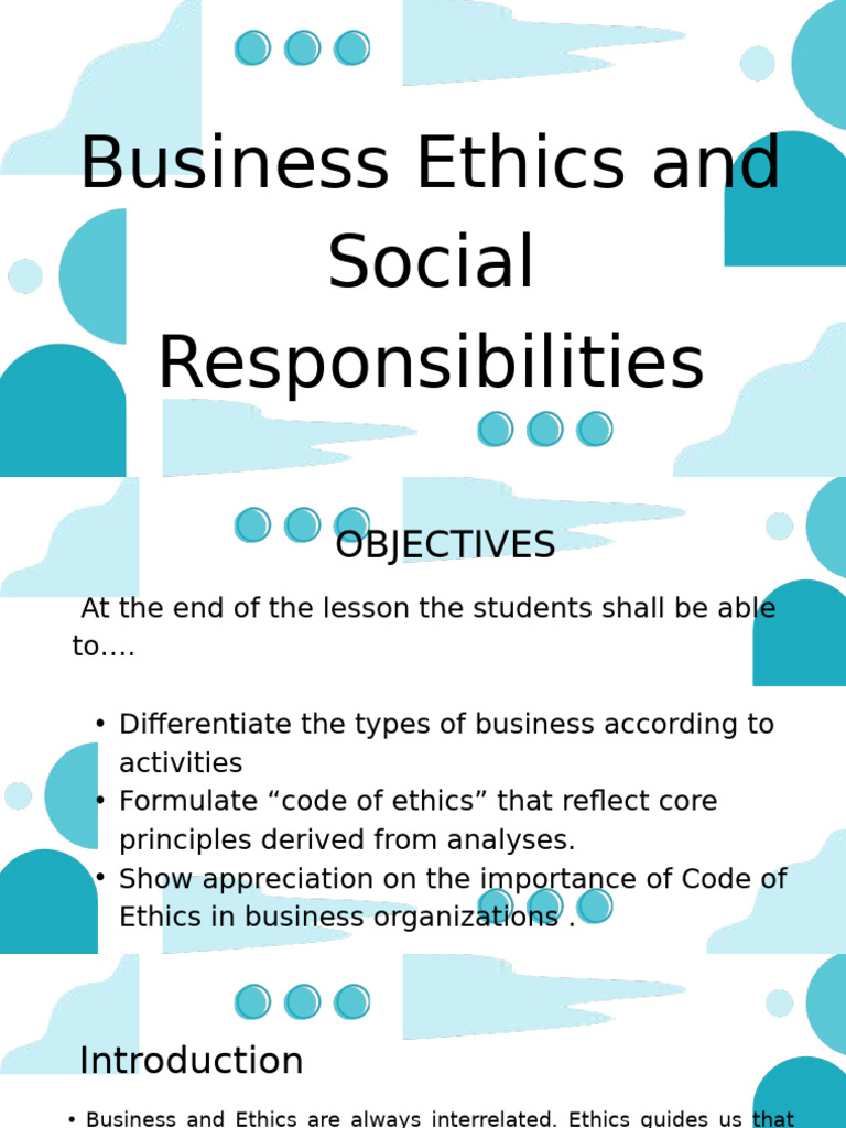 Business Ethics and Social Responsibilities (What Is Business Ethics ...