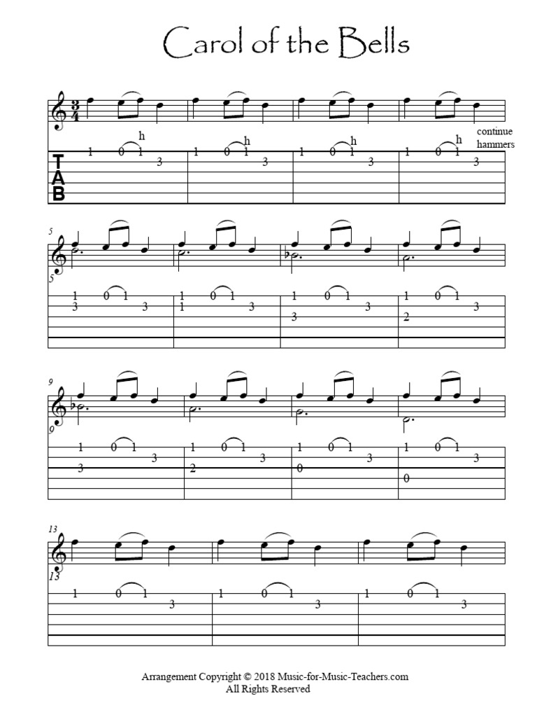 Carol of The Bells Guitar | PDF