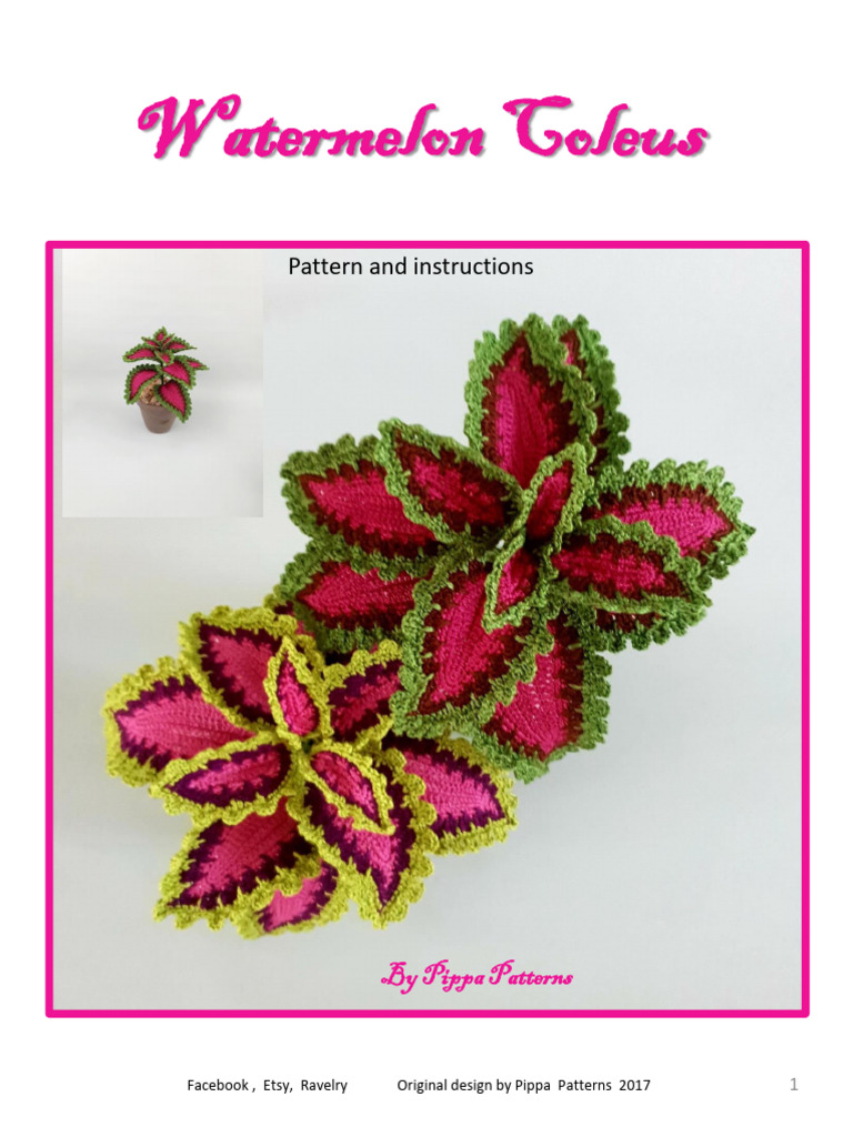 Watermelon Coleus Plant Crochet Pattern | PDF | Crochet | Textiles