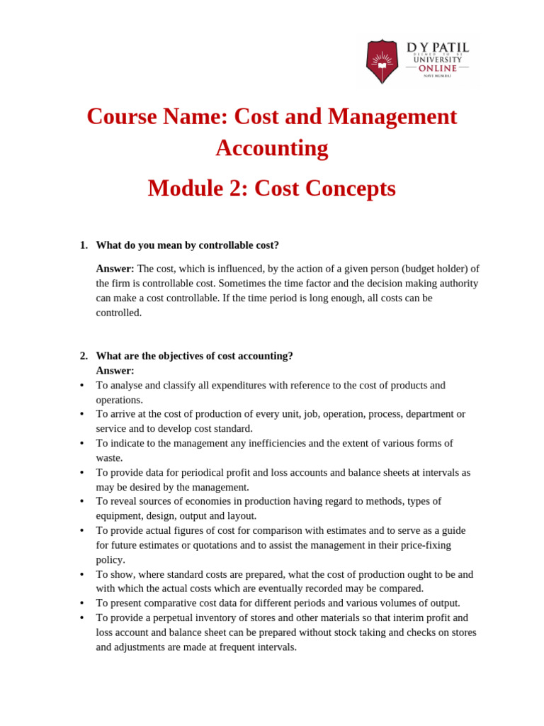 Cost and Management Accounting Concepts | PDF | Cost Accounting | Cost