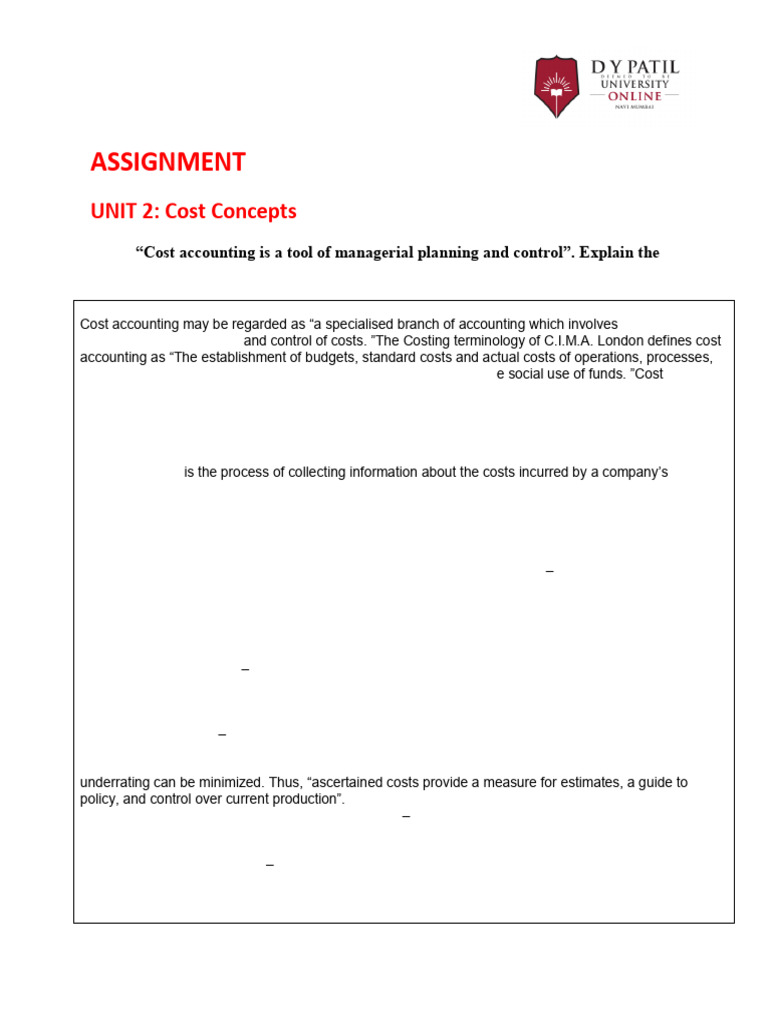 Module 2 Assignment cost concept | PDF | Opportunity Cost | Expense
