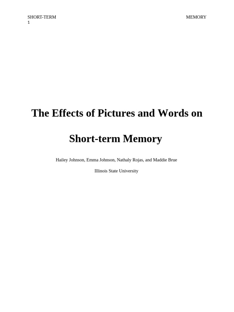 The Effects of Pictures and Words On Short Term Memory | PDF | Recall (Memory) | Memory
