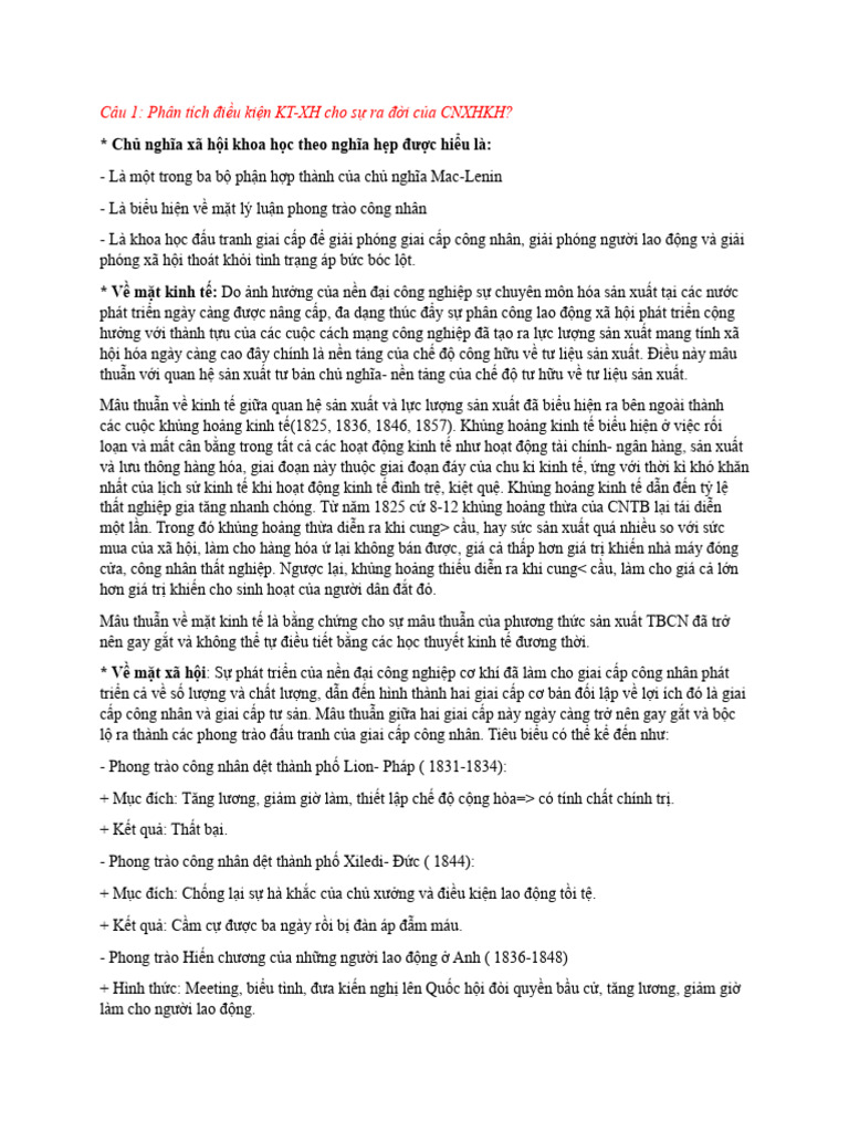 Đề Cương CK CNXHKH | PDF