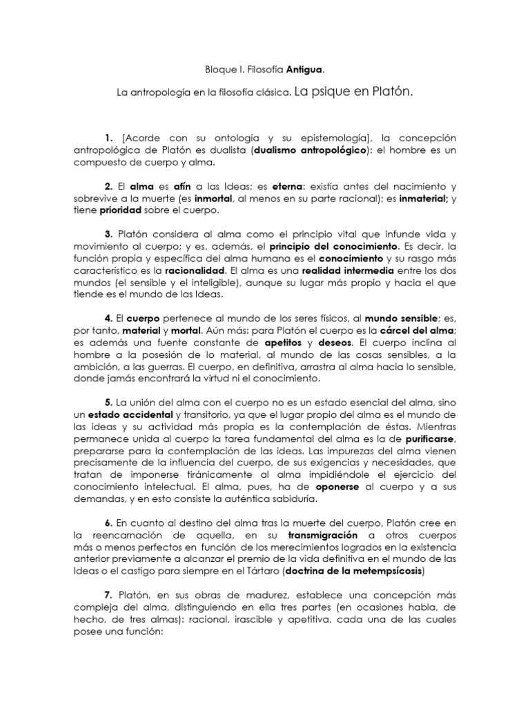 01b La Psique en Platón | PDF | Alma | Platón