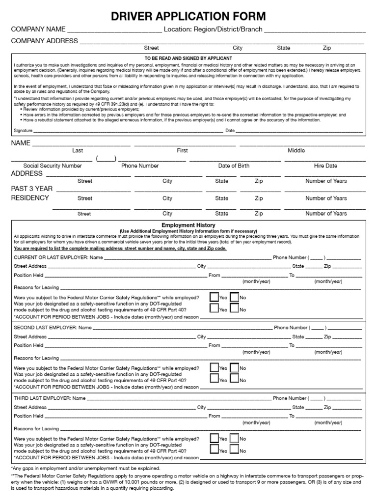 MARK'S_TRANSPORTATION_Driver_Application_FORM | PDF | Van | Trailer (Vehicle)