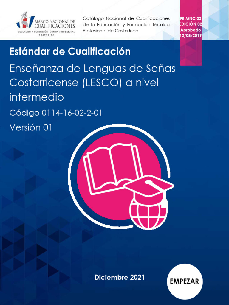 EC 0114-16-02-2-01-01 Enseñanza Intermedio - Compressed | PDF | Lenguaje de señas | Costa Rica