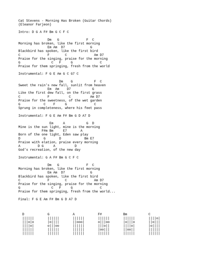 chords_cat-stevens_morning-has-broken | PDF | Song Recordings Produced ...