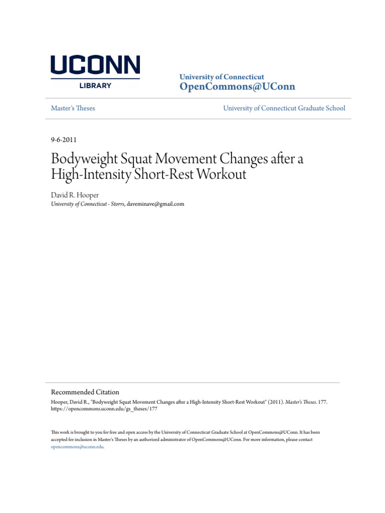 Bodyweight Squat Movement Changes After A High-Intensity Short-Re | PDF ...