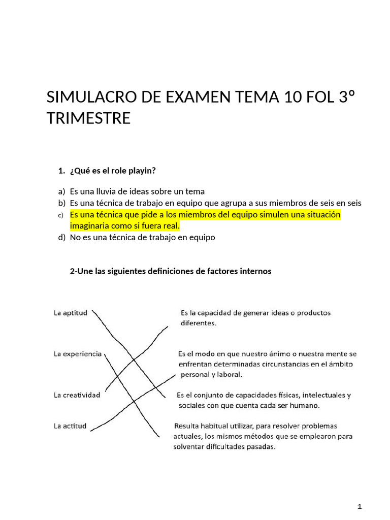 Simulacro de Examen Tema 10 Fol 3º Trimestre | PDF