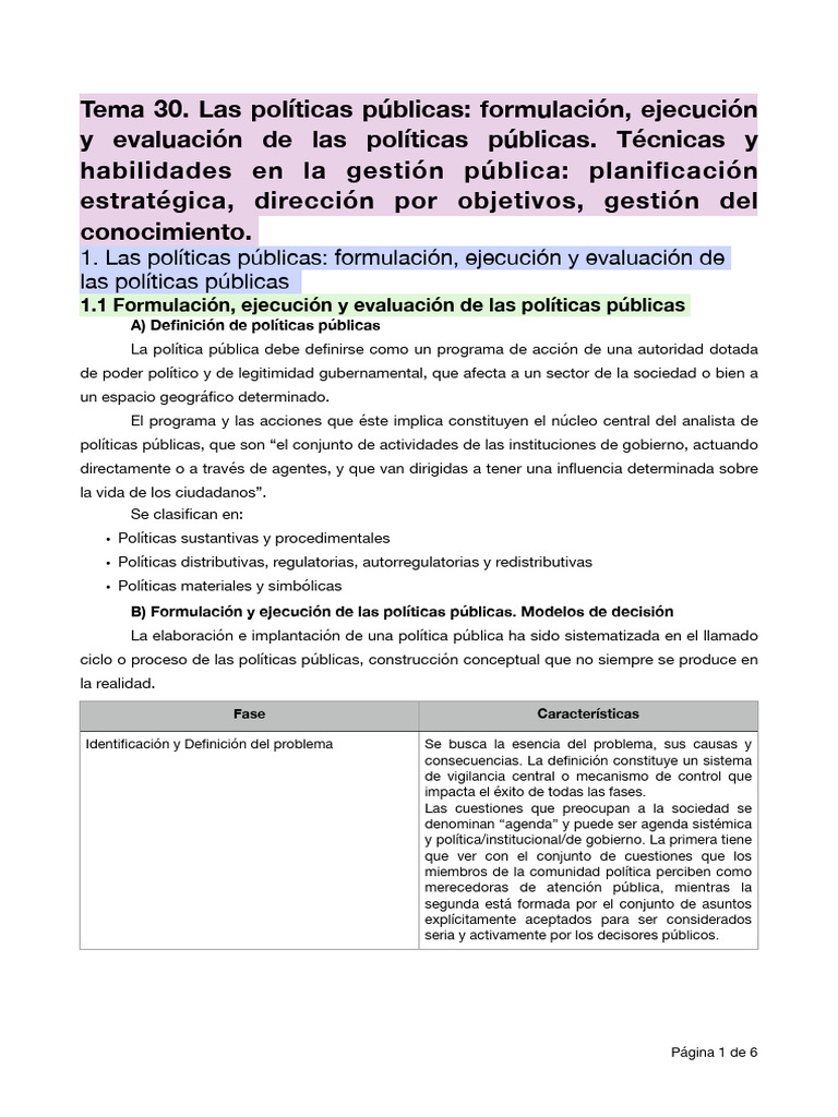 Común. Tema 30 | PDF | Planificación | Planificación estratégica