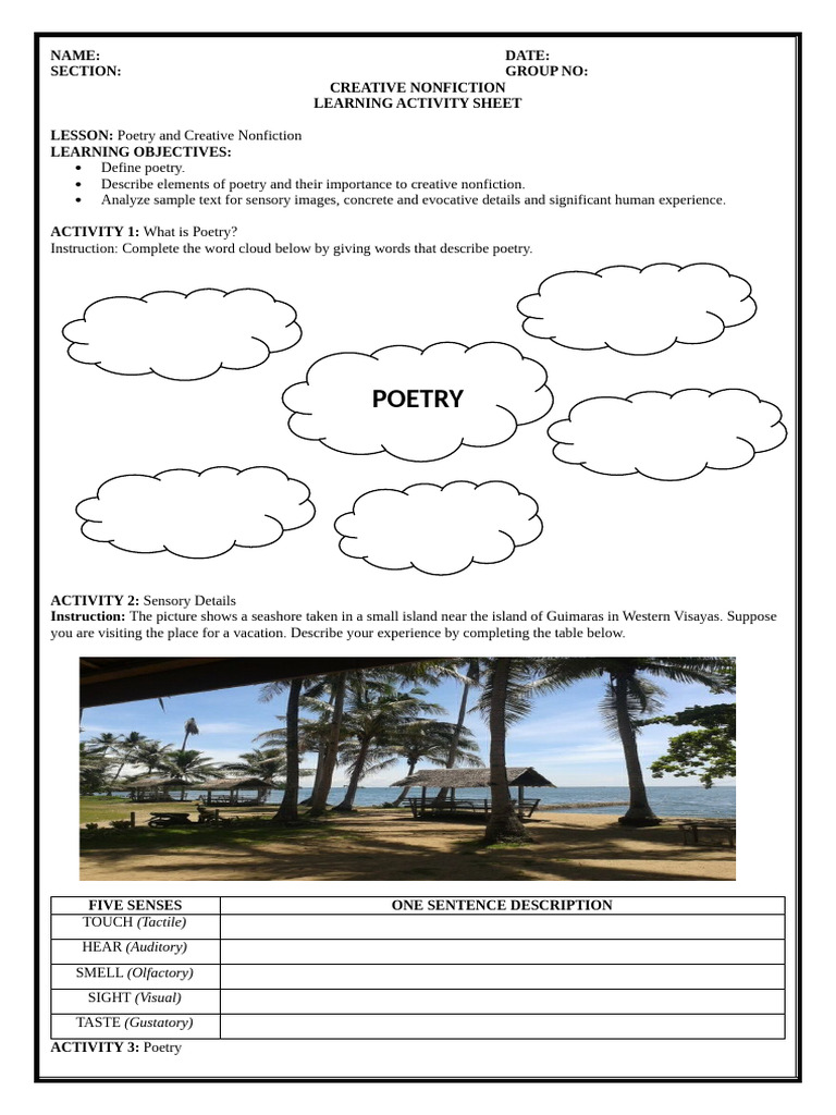 CNF Learning Activty Sheet 1 | PDF | Senses | Cognitive Science