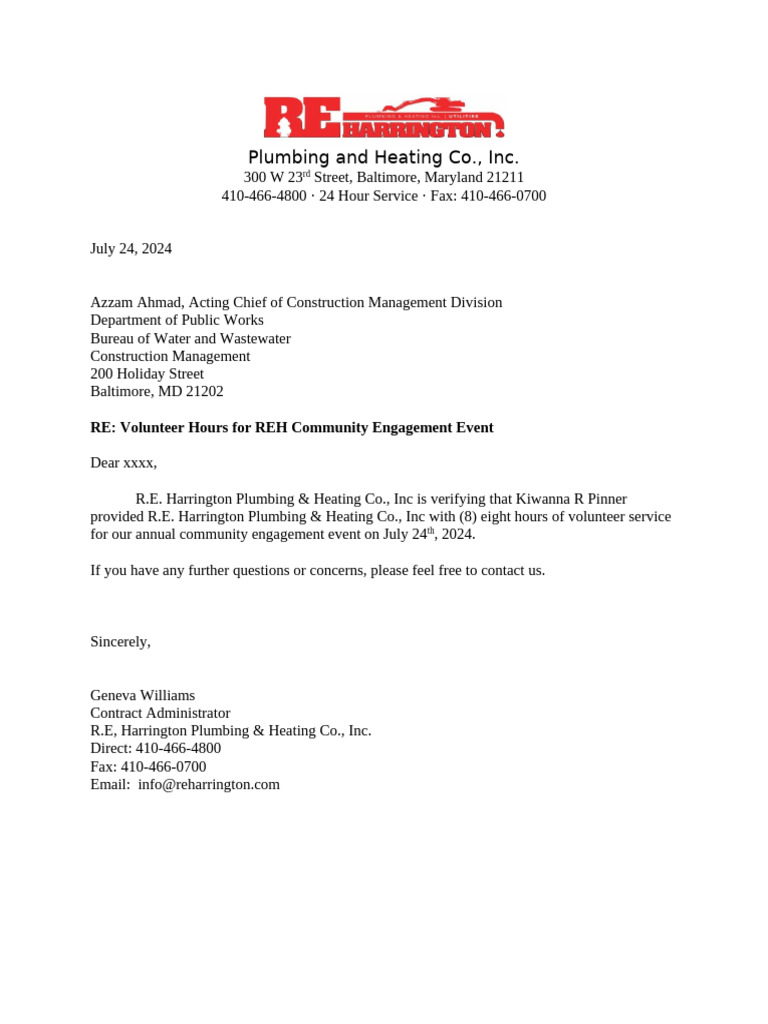 Volunteer Hours Confirmation Letter | PDF