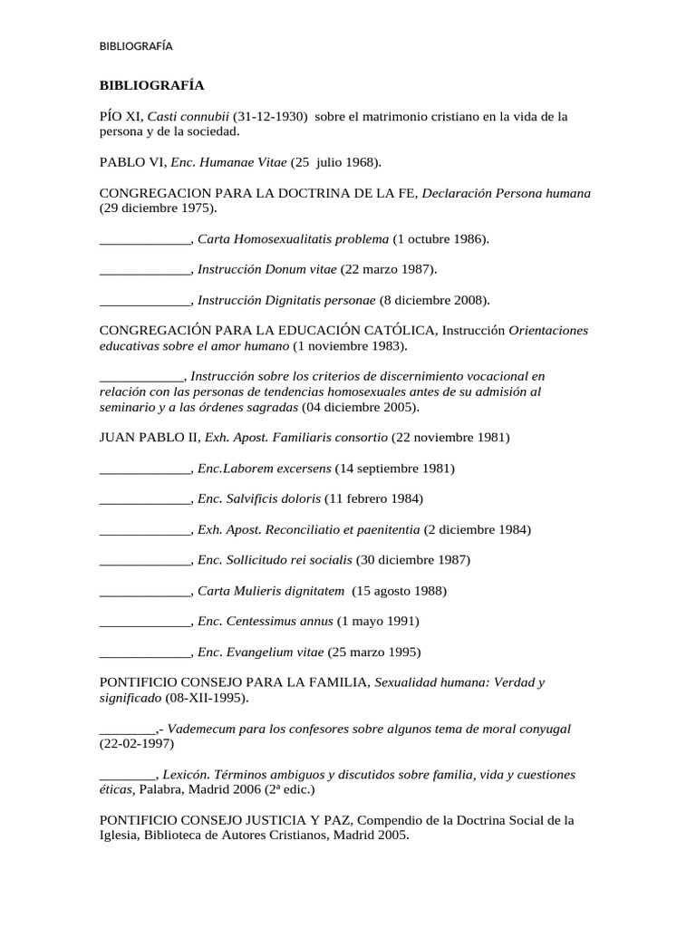 Bibliografía sobre matrimonio y sexualidad | PDF