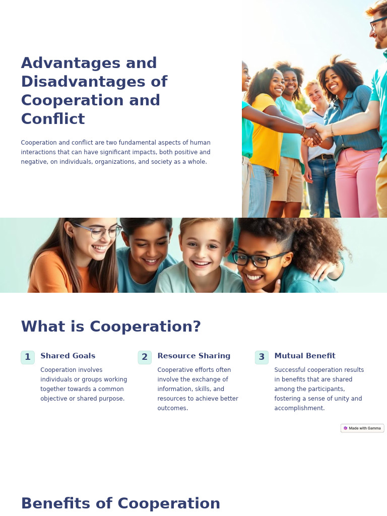 Advantages and Disadvantages of Cooperation and Conflict | PDF ...