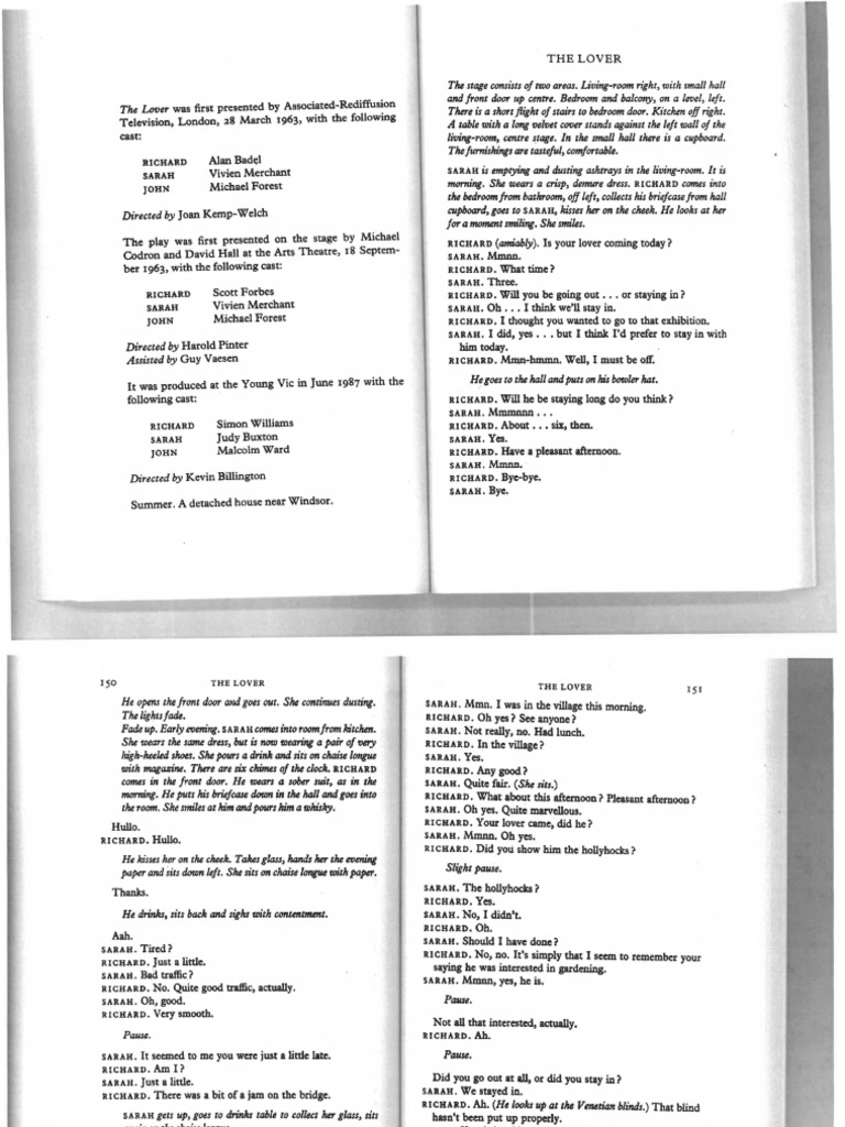 Harold Pinter's "The Lover" Overview | PDF