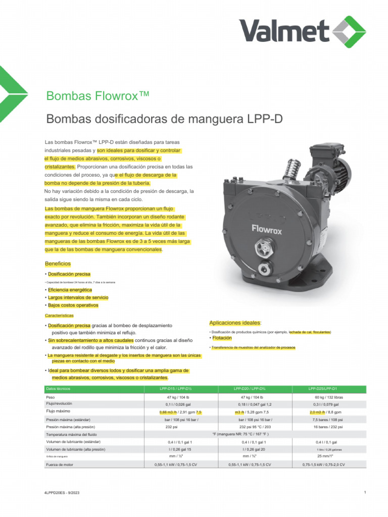 Bombas Dosificadoras LPP-D Flowrox | PDF