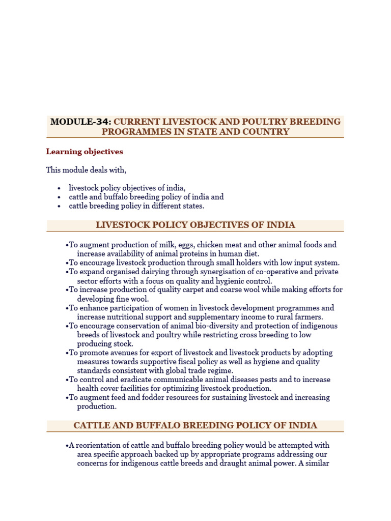 Livestock and Poultry Breeding Policies and Methods of Conservation ...