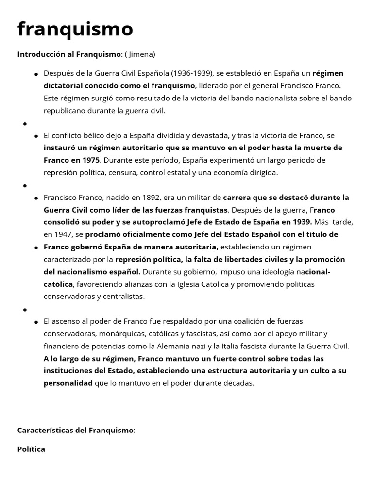 Franquismo | PDF | España franquista | Francisco franco