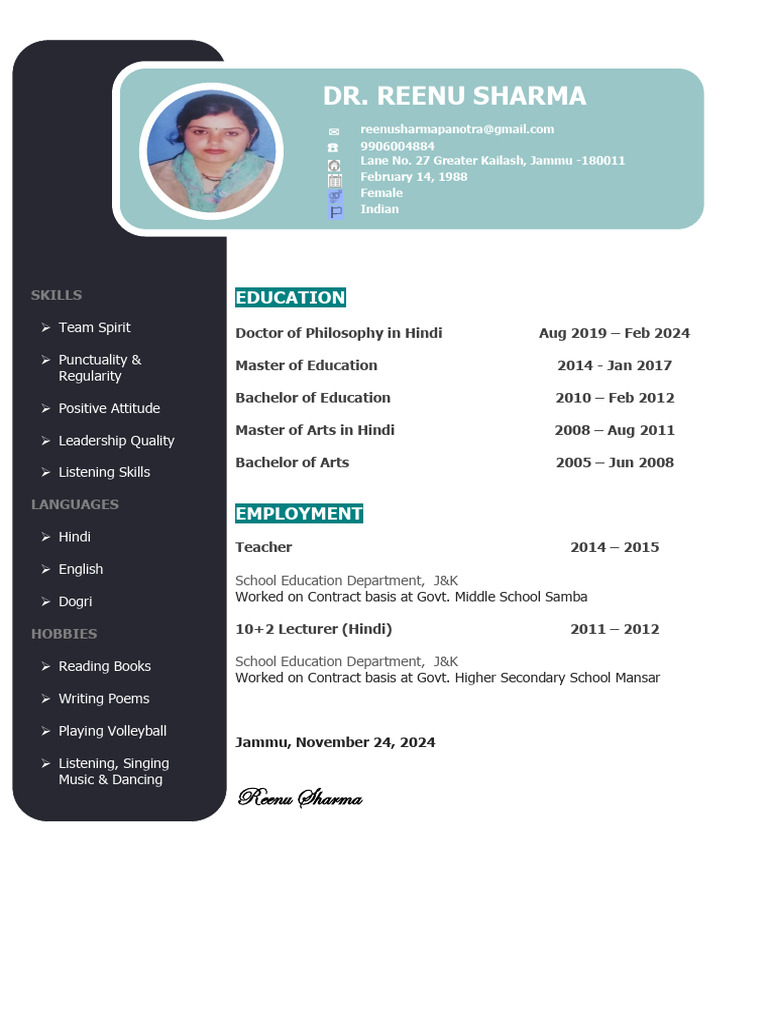 e92a3Dr. Reenu Resume | PDF