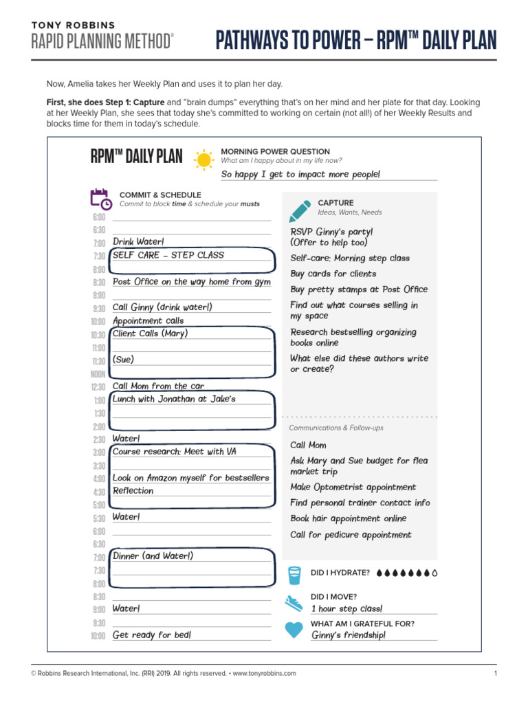 RPM Pathways To Power Daily Plan Amelia | PDF