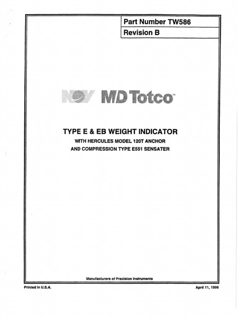 Type e & Eb Weight Indicator 120t Anchor | PDF