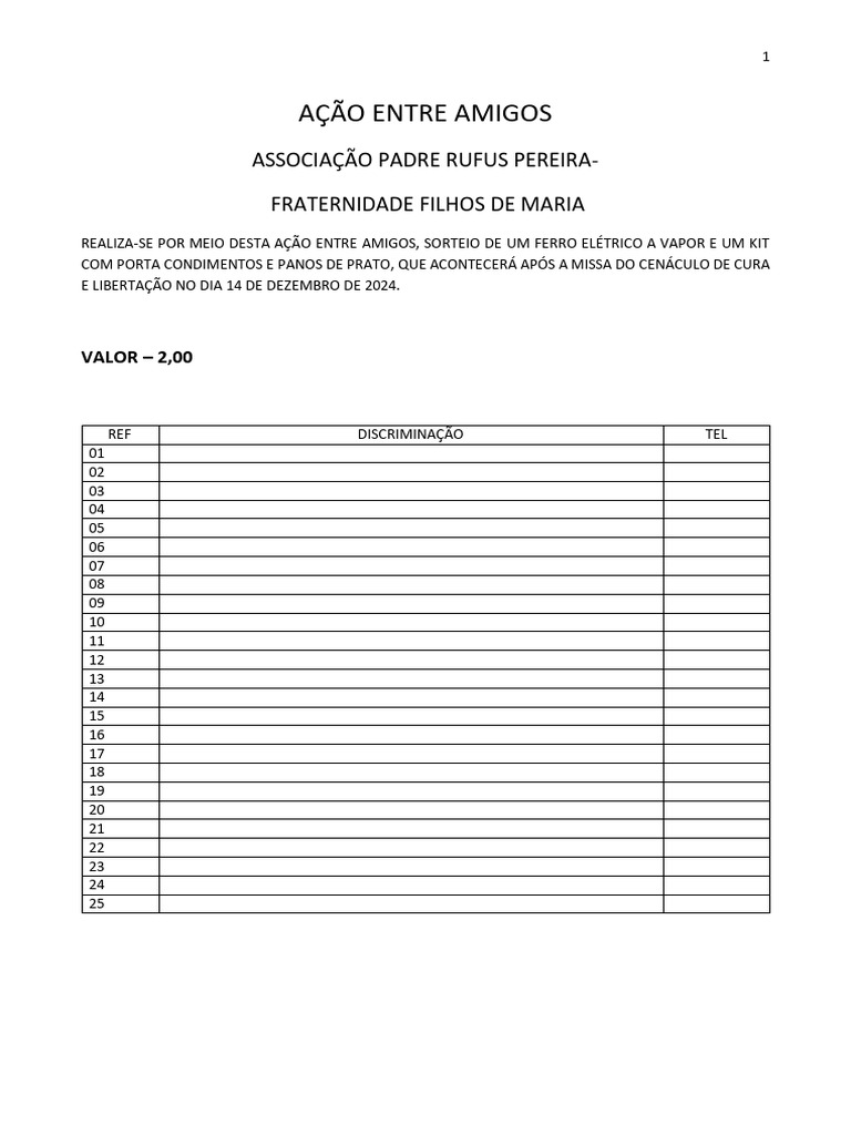 Rifa Relãmpago Cenáculo de Cura Dez (5) | PDF