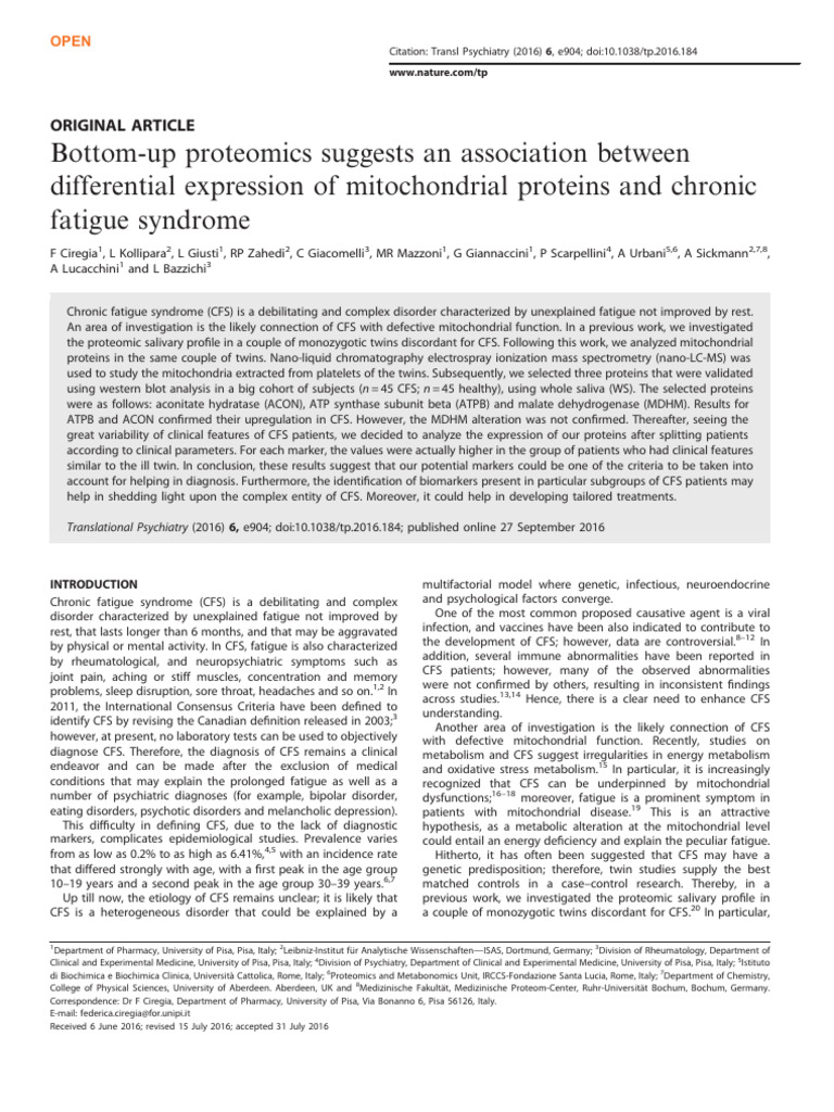 Bottum-Up Proteomics Suggests An Association Between Differental ...