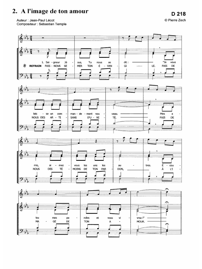 A L'image de Ton Amour. D218 | PDF