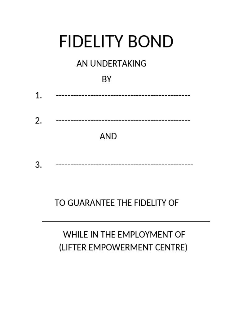 FIDELITY BOND lifter | PDF | Indemnity | Legal Liability