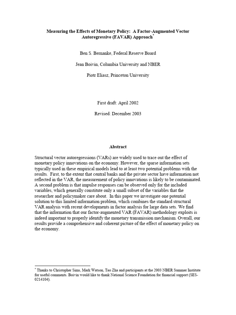FAVAR | PDF | Vector Autoregression | Inflation