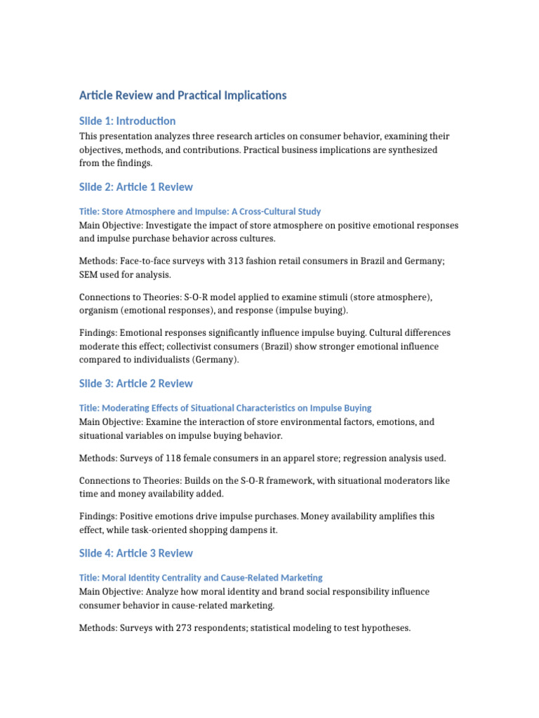 Article Review and Practical Implications | PDF | Behavior | Emotions