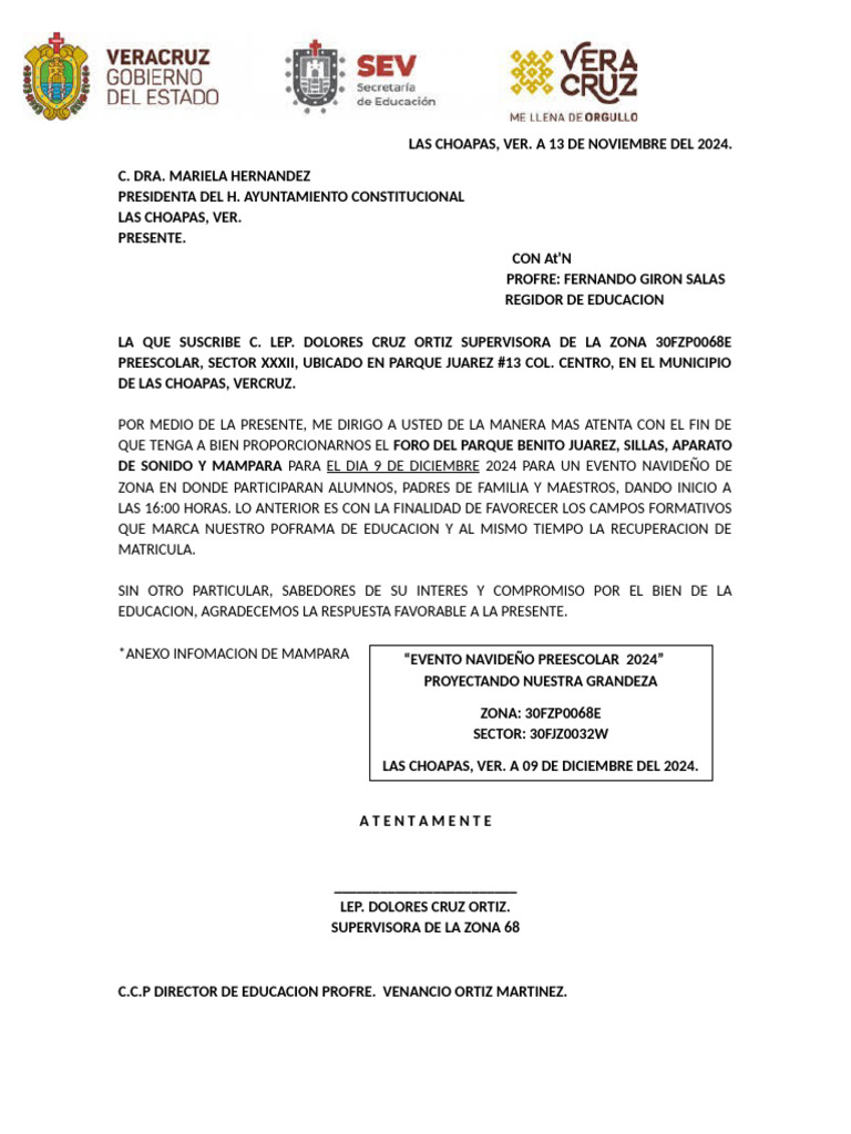 OFICIO NAVIDEÑO MUNICIPIO. | PDF