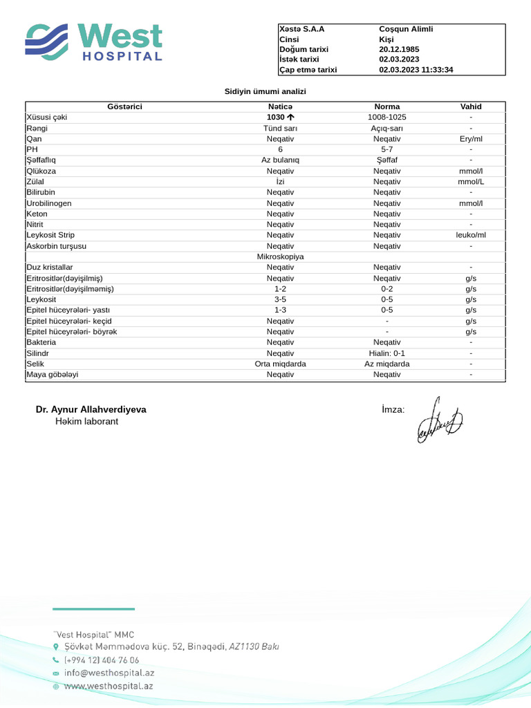 WestHospital Lab Result | PDF