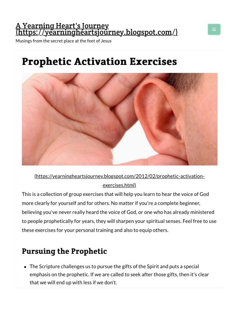 Prophetic Activation Exercises - A Yearning Heart's Journey | PDF ...