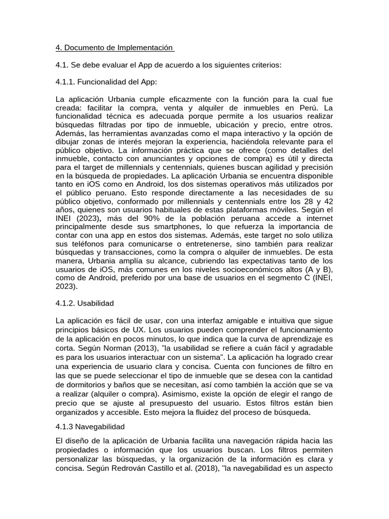 Documento de Implementacion | PDF | Aplicación movil | Usabilidad