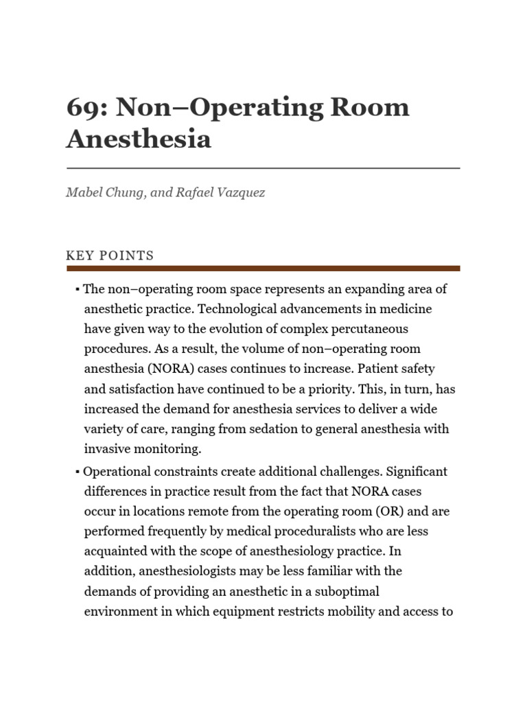 Non-Operating Room Anesthesia Insights | PDF | Anesthesia | Intensive ...