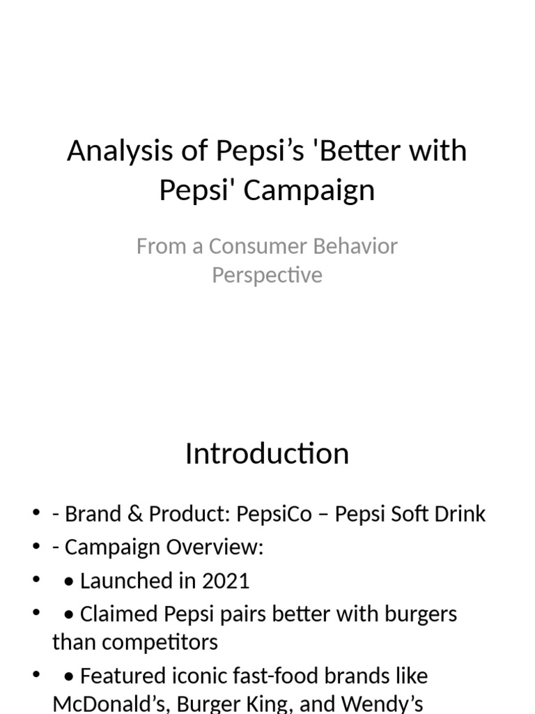 Pepsi's 'Better with Pepsi' Campaign Analysis | PDF