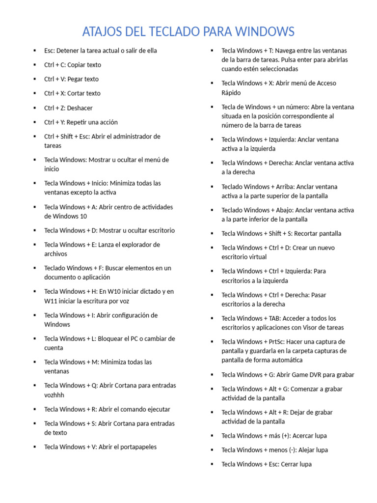 Atajos Del Teclado para Windows | PDF | Ventana (informática ...