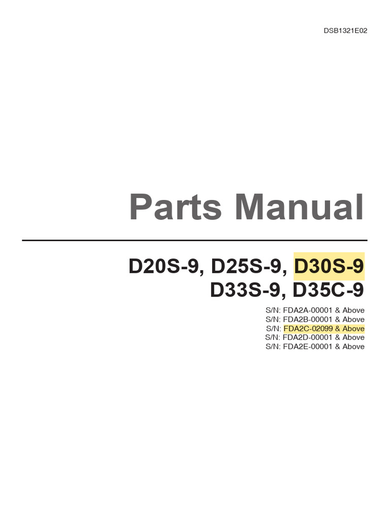 Forklift D30S-9 - DSB1321E02 Parts Manual | PDF | Automotive Industry | Automotive Technologies